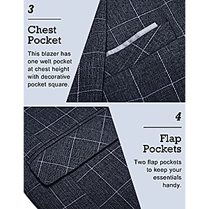 COOFANDY Mens Plaid Sport Coat One Button Regular Fit Blazer Premium Suit Jacket