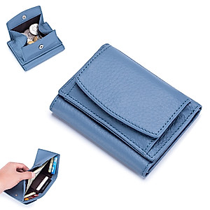 IOTKIT 2023 New Genuine Leather RFID Blocking Card Holder Organizer Pocket Mini Wallet, Foldable Slim Compact Wallet (3,A)