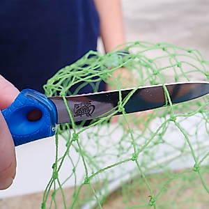 CUDA 3" Net Knife Saltwater & Freshwater Serrated Edge Titanium Bonded Stainless Steel Blade Knife with Non-Slip Scale Pattern Grip | Sheath Included