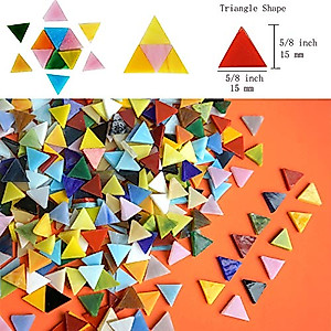 Lanyani 1050 Pieces Mixed Shapes Glass Mosaic Tiles for Crafts, Colorful Stained Glass Pieces for Mosaic Projects