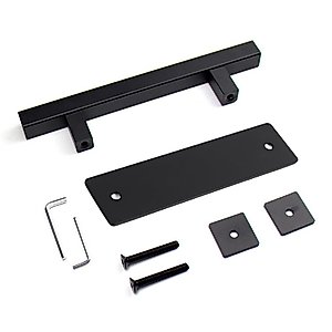 Sliding Barn Door Handle, Double Sided Rectangular Black Door Pull Handle, Door Handle Replacement, Both Interior and Exterior Doors