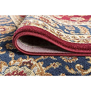 Sariya Transitional Oriental Navy Rectangle Area Rug, 8' x 10'
