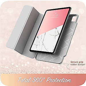 i-Blason Cosmo Case for New iPad Pro 12.9 Inch (2022 2021 2020 Release), Full-Body Trifold Stand Protective Case Smart Cover with Auto Sleep/Wake & Pencil Holder (Marble)