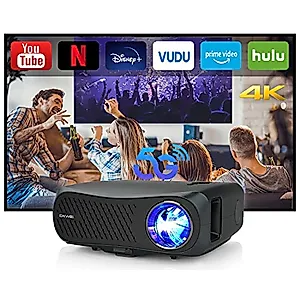 5G WiFi Bluetooth Projector, 10000L Native 1080P Outdoor Projector 4K Movie 300" Display, Wireless Sync Screen Home Theater Projector for iOS/Android Phone/HDMI/USB/PC/Fire Stick, 4D Keystone & Zoom