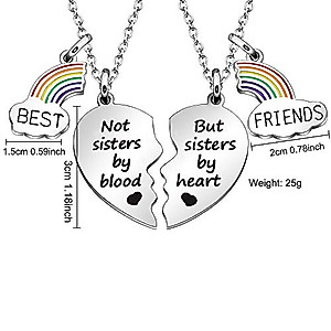 Maxforever Best Friends Gifts Best Friends 2 Split Heart Necklaces Friendship Jewelry Birthday Christmas Gifts for Best Friends (Not sisters by blood but sisters by heart)