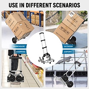 GarveeTech Folding Hand Truck and Dolly, 180lbs Load Capacity, Steel Portable Folding Cart with Bungee Cord Telescopic Handle and Rubber Wheels for Home, Travel, Mobile Warehouse