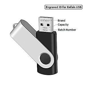 Enfain USB 2.0 4GB Flash Drives Bulk Small Capacity Thumb Drives 25 Pack (Black)