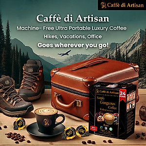 Caffè di Artisan Liquid Coffee Pods – Premium Single-Serve Coffee for Cold Brew, Iced Coffee & Hot Coffee – Machine-Free, Eco-Friendly, Ready in Seconds. Rich Raro Arabica, Medium Roast with Frother – 24 Count.
