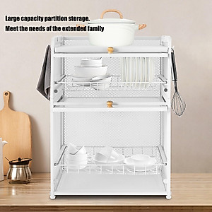 Kitchen Dish Racks, 3 Tier Dish Drying Rack House Dish Organizer Cutlery Drainer with Lid Cover Detachable Drip Tray Storage Box Basket for Kitchen Organizing Storage Holder, Utensil Holder Rack