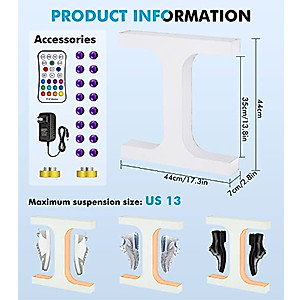 Upgraded Levitating Shoe Display Stand, LED Floating Shoe Display, Smart Phone Remote Control for Shoe Weight <550g Magnetic Levitating Sneaker Stand for Shoes Collectors Advertising Exhibition Shoe