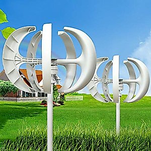 Wind Turbine 24V 600W Wind Turbine Generator White Lantern Vertical Axis Garden Boat Wind Generator 5 Leaves Wind Turbine Kit with Controller