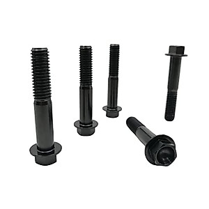 Rison Titanium Bolts Titanium Flanged Hex Head Bolt M10x1.25x25mm 6AL4V Aerospace Grade Ti Bolt Black Titanium Bolt for Motorcycle Car Modification Pack of 5