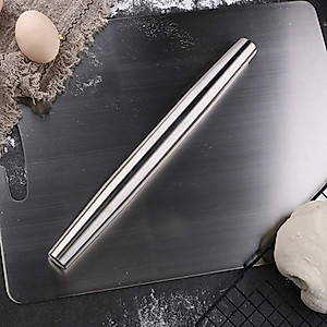 Smooth Stainless Steel Rolling Pin for Baking Fondant, Pizza, Pie, Pastry, Pasta, Dough, Cookies (12.8in)