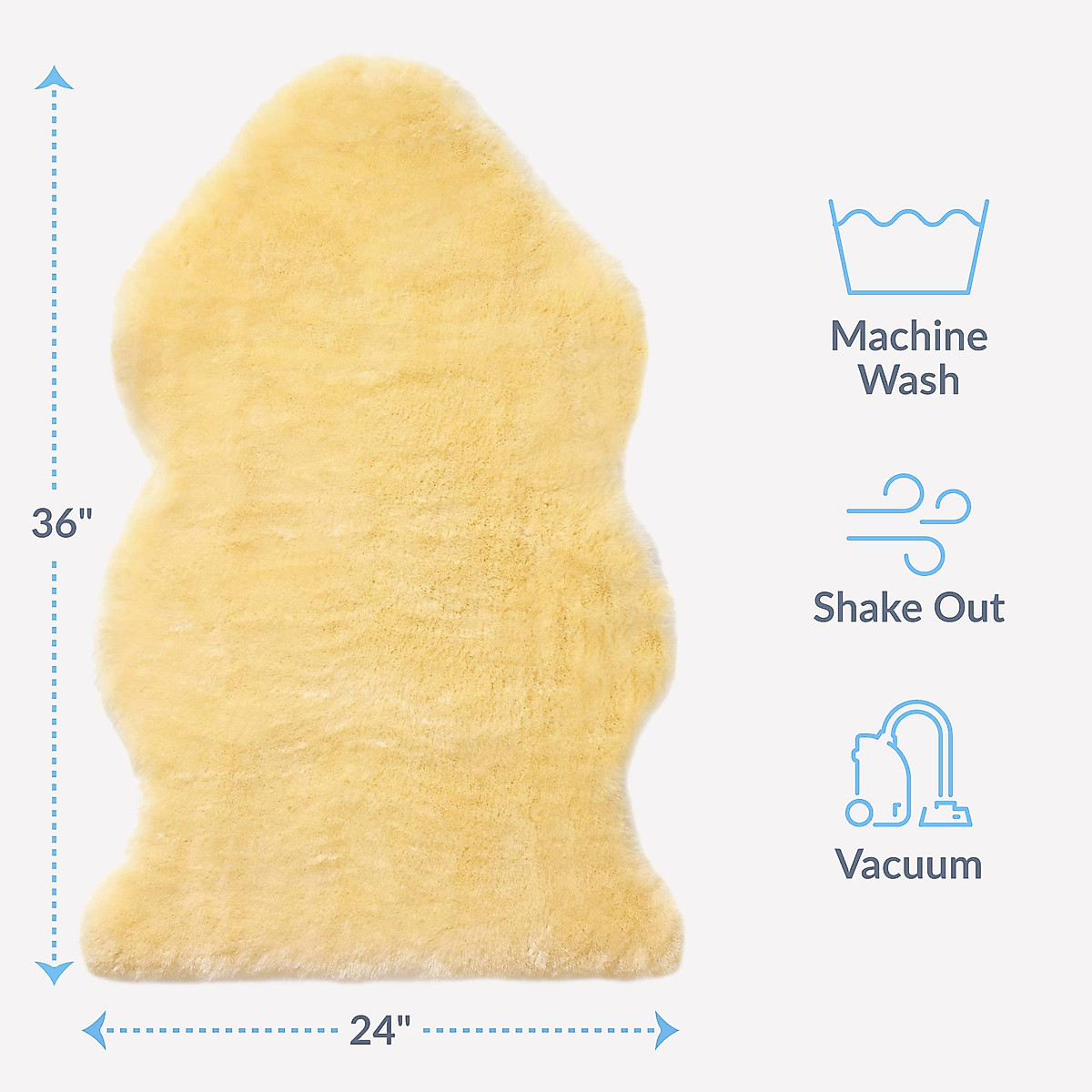 Sheepskin Ranch Double Mattress Cover, 72 in x 24 in, Natural Wool, Machine Washable