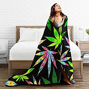 PNNUO Fleece Blankets-Pot Leaf Weed Blanket,All-Season Throw Blanket Comfortable & Soft for Couch Bed Travel 50"X40"