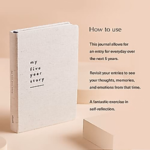 Mål Paper Five Year Journal - Cotton Hardback | Daily Dated Notebook for Mindfulness, Recovery & Positive Thinking Tool | Life Planner Log Book | Hand Finished, Unique Gifts for Men & Women