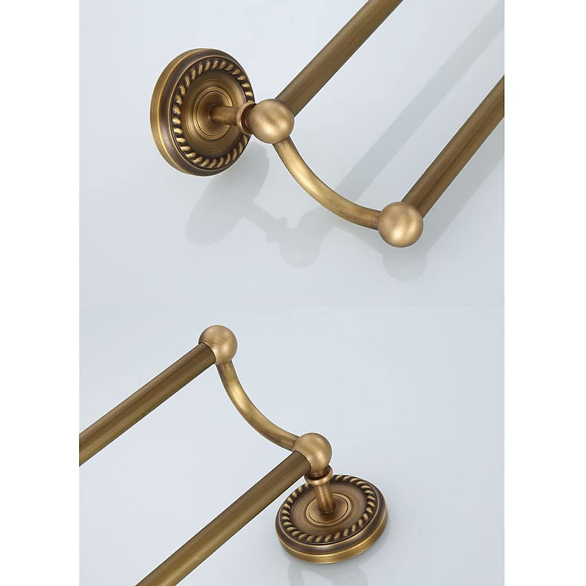 Bath Towel Bar European Style Antique Brass Antique Double Towel Rack, Bathroom Bathroom Towel Rail Towel Holder