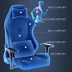 Dowinx Big and Tall Gaming Chair with 4D Armrest and Footrest, High Backrest Office Game Chair with Suede Headrest and Lumbar Support, Pu Leather Ergonomic Computer Chair 400LBS, Black
