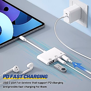 PNBACE USB C to USB Adapter 3 in 1 USB C to 3.5mm Audio Adapter for iPad USB Adapter