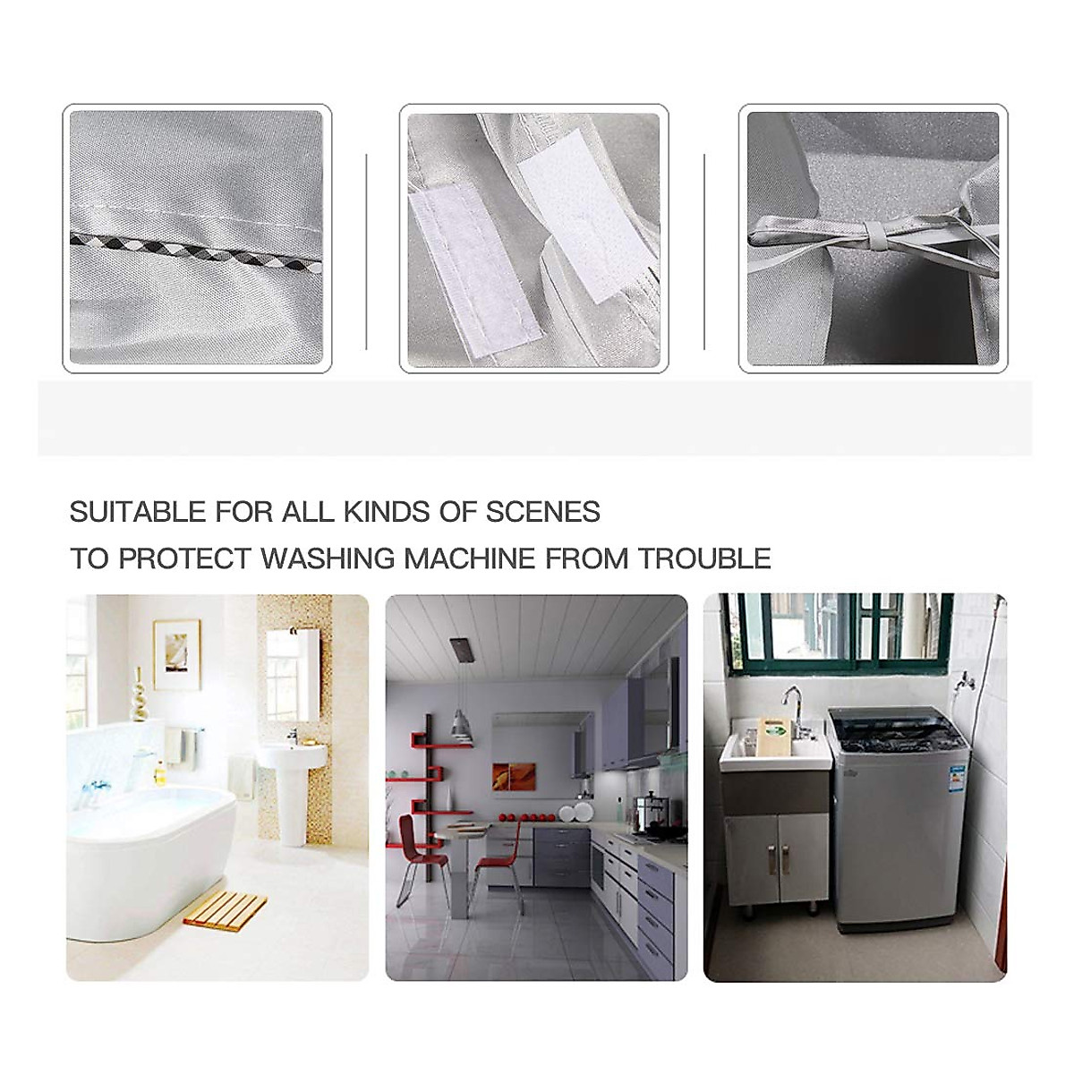 FLR Washing Machine Covers Waterproof Lightweight Solid Top Load Washer Dryer Cover Silver Durable Portable Washing Machine Protective for Large Width 21-23inches Indoor Outdoor Washing Machine