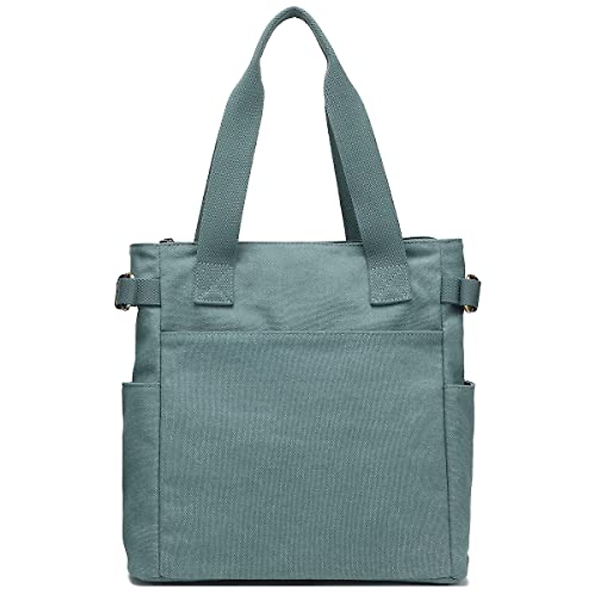 BESYIGA Tote Bag with Pockets for Women Top Handle Canvas Casual Shoulder Handbag Medium Size, Green