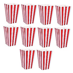 SECFOU 10pcs Boxes Popcorn Carton Popcorn Boxes for Party Close Top Popcorn Containers Cups Popcorn Bucket Candy Halloween Popcorn Boxes Popcorn Treat Bag Popcorn Bags Cartons Red Paper