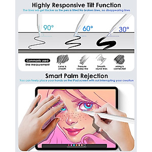 Stylus Pen for iPad ，Same as Apple Pencil 2nd Generation，Pencil 2nd Gen Magnetic Wireless Charging Compatible with Apple iPad Pro 11 in 1/2/3/4, iPad Pro 12.9 in 3/4/5/6, iPad Air 4/5, iPad Mini 6