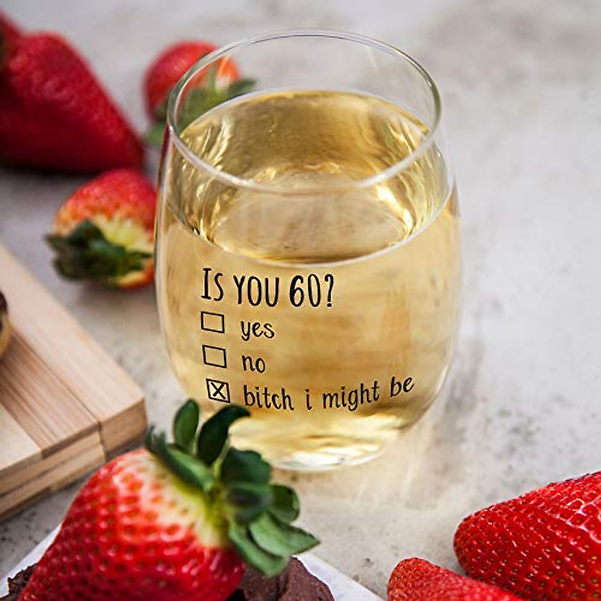 60th Birthday Gifts for Women and Men Wine Glass - Funny Is You 60 Gift Idea for Mom Dad Husband Wife – 60 Year Old Party Supplies Decorations for Him, Her - 15oz