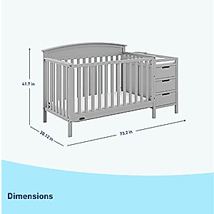 Graco Benton 5-in-1 Convertible Crib and Changer (Pebble Gray) – Crib and Changing Table Combo, Includes Water-Resistant Changing Pad, 3 Drawers, Converts to Toddler Bed, Daybed and Full-Size Bed