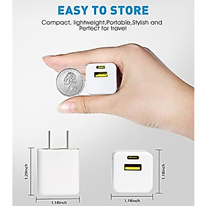 USB C Wall Charger Block,20W Dual Port Charge Adapter,Fast Charging Plug Compatible with Apple Watch Series Se 8 7 6 5 4 3 iPhone 14 Plus 13 12 Mini Pro Max iPad Pro Air, Airpods