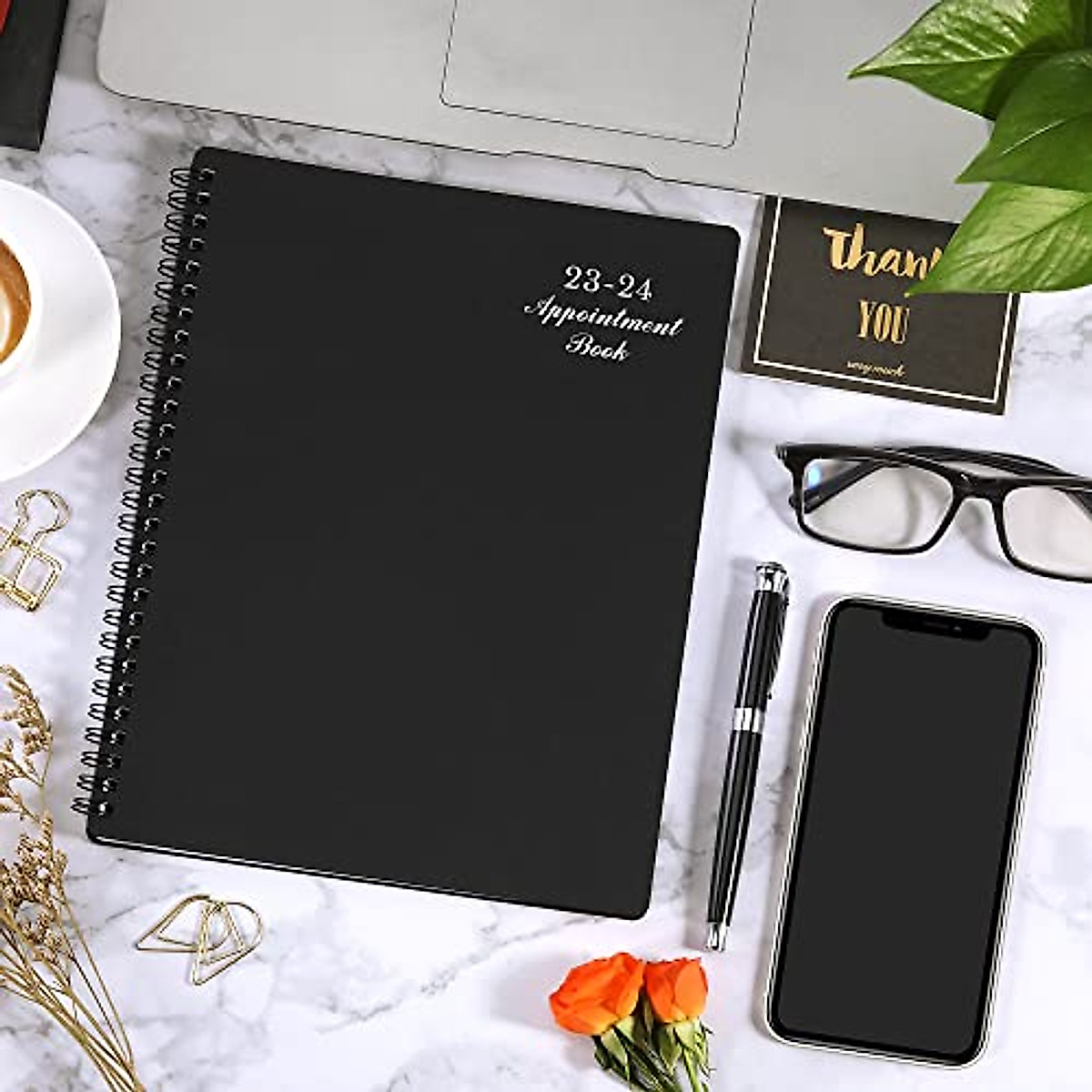 2023-2024 Weekly Appointment Book & Planner - 2023-2024 Daily Hourly Planner, July 2023 - June 2024, 8" x 10", Half Hour (30 Mins) Interval, Twin-Wire Binding, Lay-Flat, Round Corner, Thick Paper