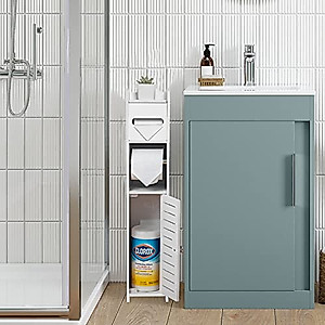 TuoxinEM Over The Toilet Storage,Toilet Paper Cabinet for Half Bathroom,Small Bathroom Storage for Tiny Spaces,Narrow Toilet Paper Cabinet,White