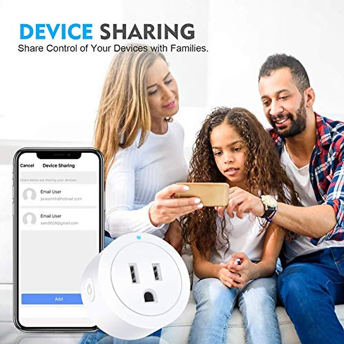 RYRA WiFi Smart Socket, 10A Smart Plug Compatible with Alexa and Google Home, Remote Control with Timer Function, Voice Control Outlet