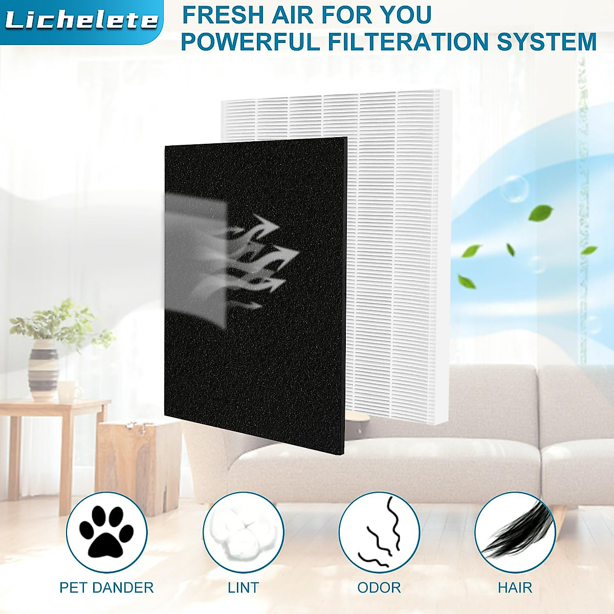 AP-1512HH 200M Filter Set Compatible with Coway Airmega AP-1512HH and Airmega 200M air Puri-fier, 3 and 3 Carbon Filters, AP-1512HH-FP, AP-1518R, AP-1519P, Part 3304899