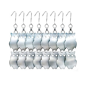 DE-BIRD Reflective Bird Repellent Scare Owl - Attractive Decoy Will Keep Woodpecker & Other Birds Away from Property - 8 Pack