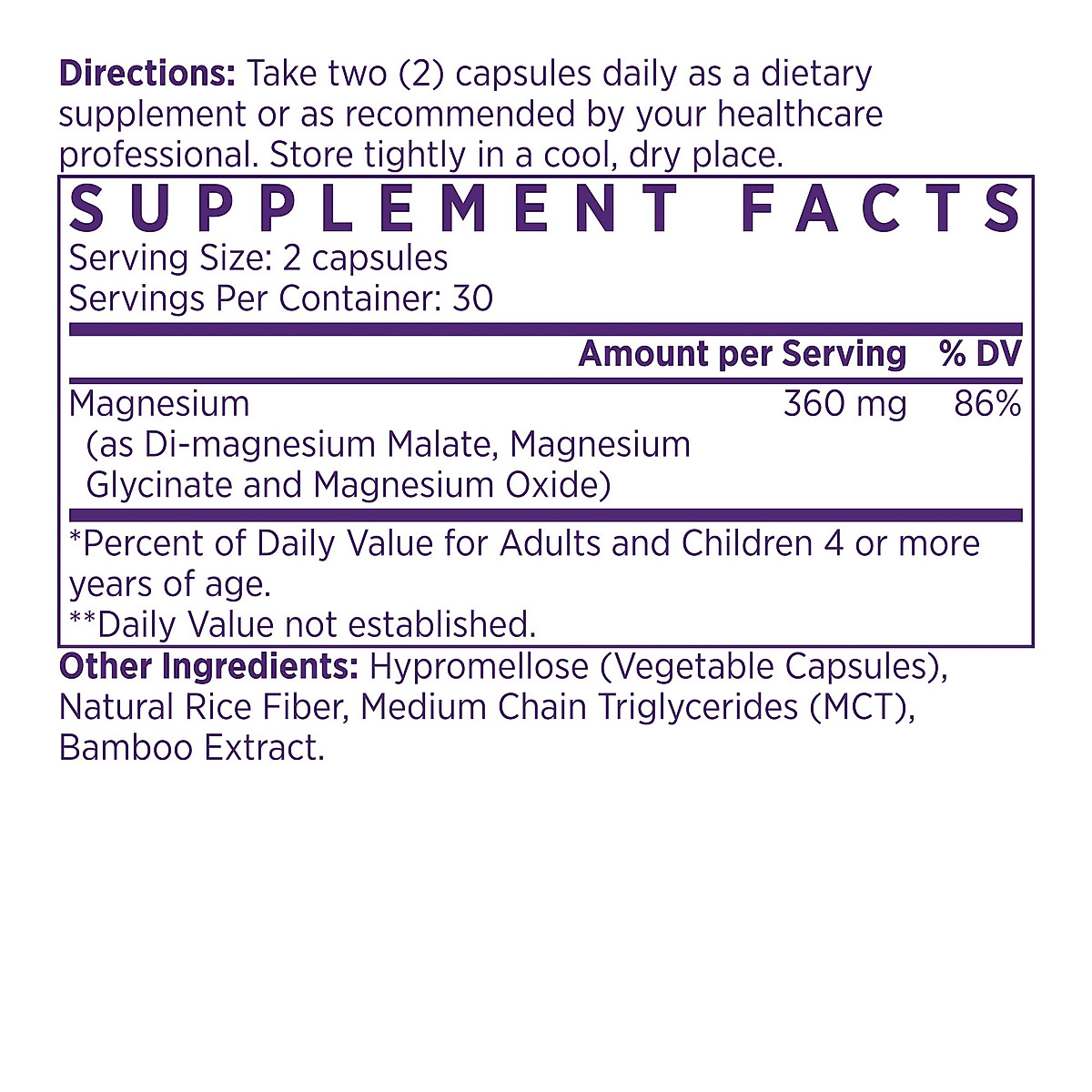 NAOMI Mighty Mg Magnesium Glycinate & Malate Complex 360mg, High Absorption Formula, Elemental Magnesium Supports Heart Health, Strong Bones, Better Sleep, Gluten-Free, Non-GMO, Vegan, 60 Veggie Caps