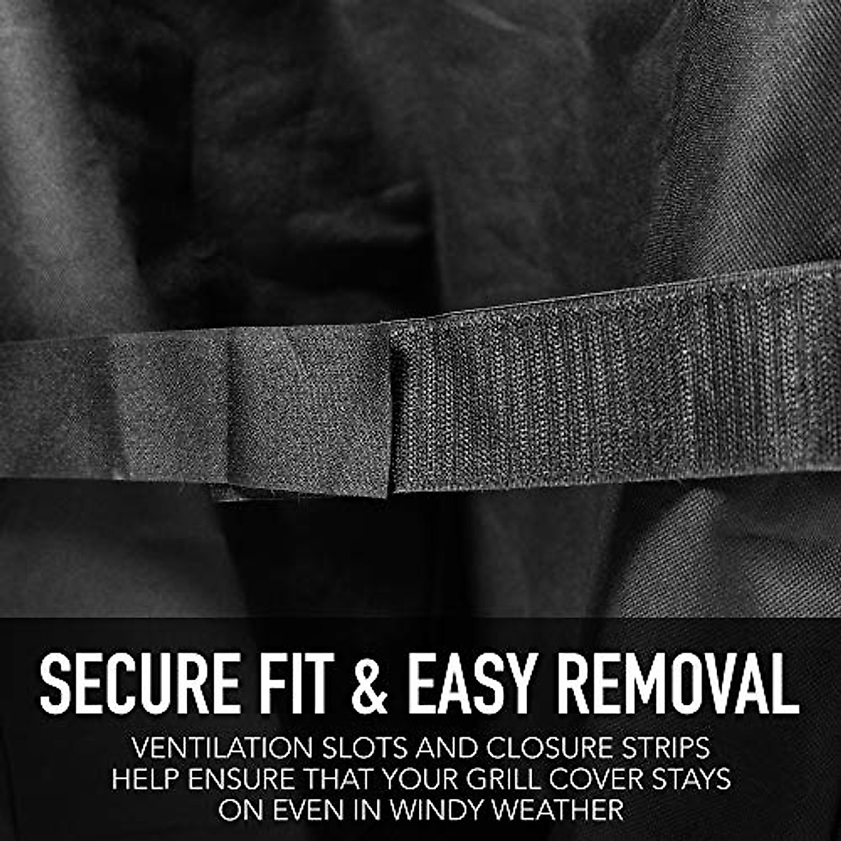 Kenmore PA-20281 BBQ Grill Cover, Heavy Duty Weatherproof Fabric for Outdoor Patio Backyard, Fits Grills up to 56" Width, Black