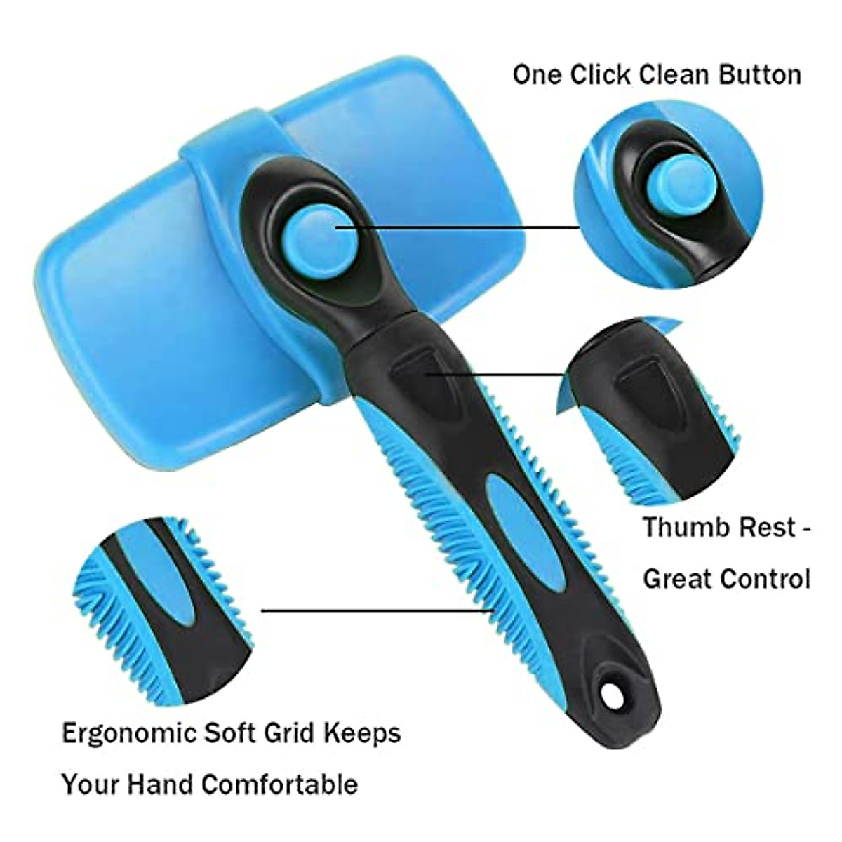 Dog and Cat Self Cleaning Slicker Brush & Pet Hair Removal Gloves for Cats and Dogs - Great for Deshedding/Grooming - Perfect for Long and Short Pet Hair - Great for Pets With Sensitive Skin
