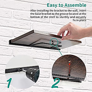 DELFOY Rustic Wood 16 Inch Floating Shelves- Set of 2 Farmhouse Home Decor Wall Mounted Hanging Ledge Shelf for Living Room, Bedroom, Kitchen Bathroom