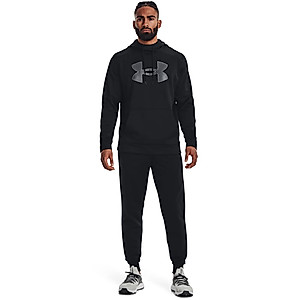 Under Armour Mens Big Logo ArmourFleece Hoodie, (001) Black/Black/Pitch Gray, Large