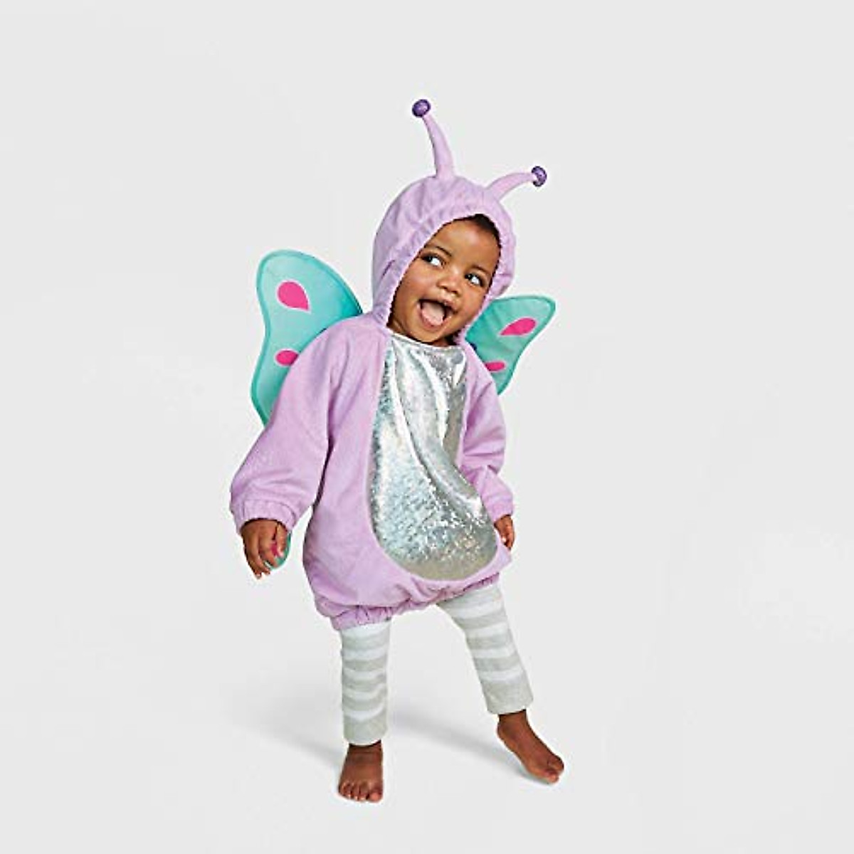 Baby Toddler Unisex Animal Themed Plush Hooded Pull Over with Attached Animal Spirit Hood (Purple Butterfly, 6-12 Months)