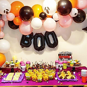 Halloween Balloon Garland Arch Kit, 98PCS Black Purple Balloon Orange Pastel Pink Balloons with Bat Spider Web for Ghost Halloween Party Decorations Supplies Kids House Garden Outdoor Indoor