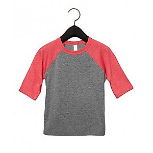 Bella Canvas 3/4-Sleeve Baseball T-Shirt (3200T) White/Red, 5T