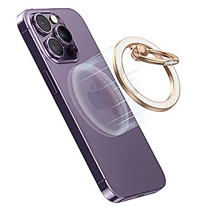 Magnetic Phone Ring Holder for MagSafe - Allengel Magnetic Phone Ring Holder Stand, Adjustable Kickstand for iPhone 14 Pro, 14 Pro Max, 14 Plus, 14, 13 and 12 Series (White Ceramic)