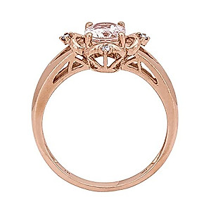 Gin & Grace 10K Rose Gold Natural Diamond & Genuine Morganite Statement Propose Promise Ring for Women