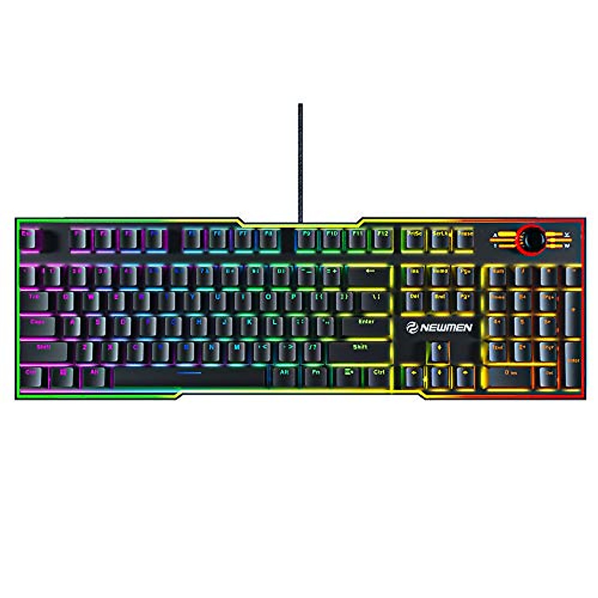 Newmen GM711 Gaming Keyboard Full Size RGB Backlit Hot-Swappable Mechanical Keyboard with Multimedia Control 104-Key Wired PC Gaming Keyboard for Windows Mac(Red Switch)
