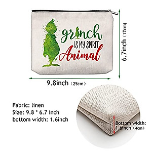 OUZ Grinch Is My Spirit Animal - Green Monster Makeup Bag, Fans Gifts, Gifts For Women Girl Cosmetic Bag(8M004)