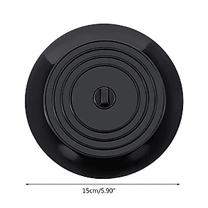 VIGOR PATH Set of 2 Silicone Tub Stoppers - 5.9 Inches Sink Stoppers - Flat Bathtub Drain Covers, Hair Catchers and Suction Bathtub Plugs for Kitchen, Bathroom and Laundry (Black)