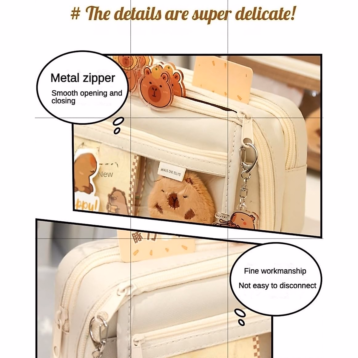 COPAMVR Pencil Case Large Capacity Pencil Pouch Aesthetic with Multi-Pieces Ultimate Organizer Kit: Spacious & Chic Pouch with Premium Assorted Essentials (Brown-B set), PB9587