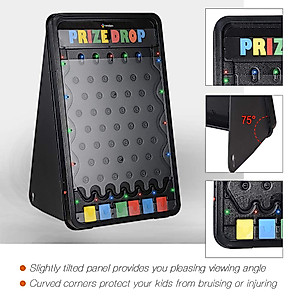 WinSpin 30"x19" Prize Drop Board Foldable Stand Disk Drop Board Game Customizable 6 Slots with 10 Pucks for Carnival Tradeshow Party, (with Multi-Colored LED Light)